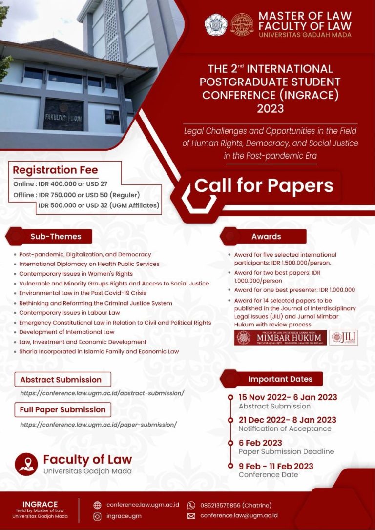 [CALL FOR PAPERS] – Fakultas Hukum Universitas Gadjah Mada