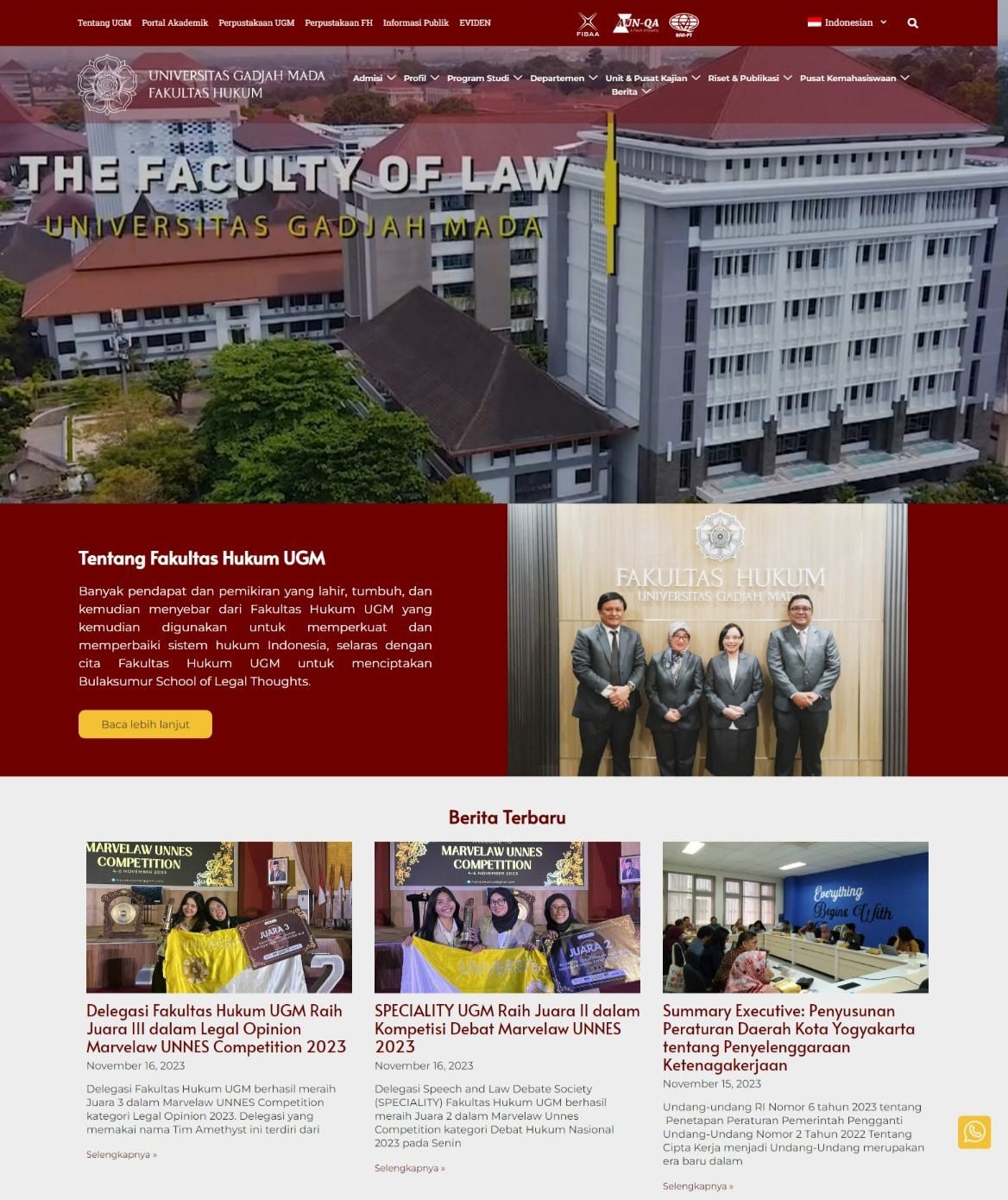Layanan Website – Fakultas Hukum Universitas Gadjah Mada